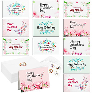 Faccito 24 Sets Mother's Day Greeting Cards with Envelopes Stickers Mother's Day Cards Bulk 5.9 x 3.9 Inches Mother Birthday Card 6 Assorted Happy Mother's Day Loving Small Note Card for Birthday Gift