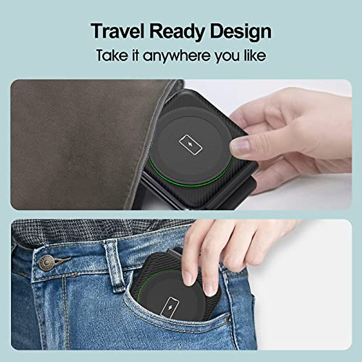 Folding Wireless Charger for Samsung, 3 in 1 Travel Charging Pad Compatible with Samsung Galaxy Z Flip 4/ S23/22/21/20/10/9/8/7 Note 20/10/9/8/7/6/5, Galaxy Watch 5/4/3/Active 2/1/LTE, Buds 2/Pro/Live