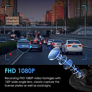 Dash Cam Built in WiFi Car Dashboard Camera Recorder with FHD 1080P, Mini Screen Dashcams for Cars with Night Vision, Loop Recording, G-Sensor, APP