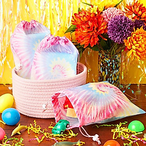 BLUE PANDA Tie Dye Party Favors, Pastel Drawstring Tote Bags for Kids (7 x 10.25 In, 20 Pack)