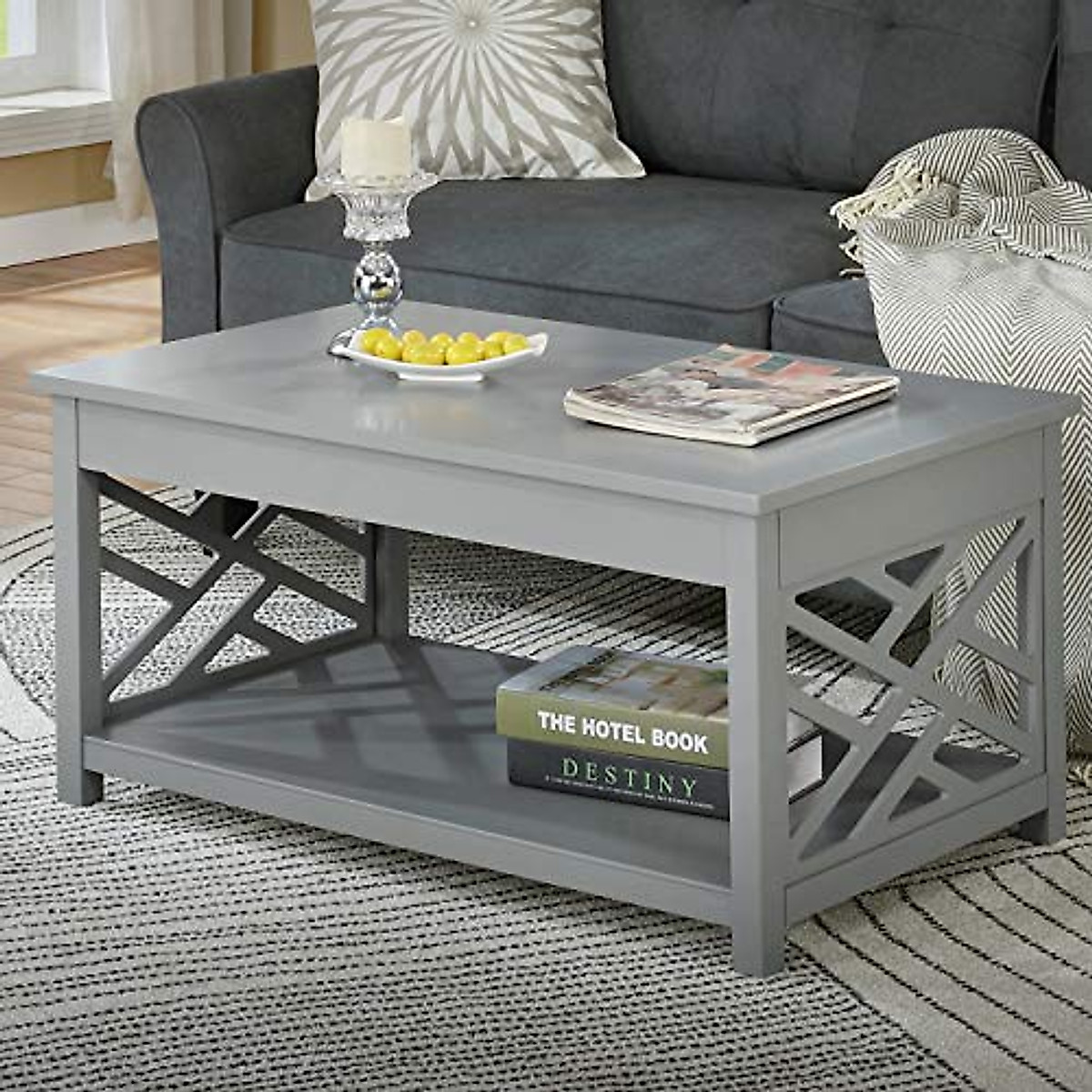 Alaterre Furniture Coventry 36" W Wood Coffee Table, Gray