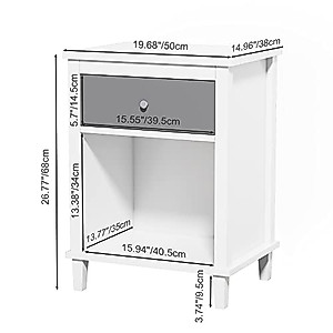 Leavader Wooden Nightstand for Kids Room, Bedroom Nightstand with 1 Drawer and 1 Lattice, Side Table with Storage End Table for Child Room, Baby Room, Small Spaces