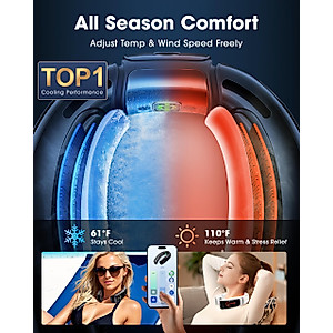RANVOO No.1 Cooling A/C AICE 3 AI Neck Air Conditioner 7000mAh 30H [Full-body Cooling/Heating] for All Seasons [Health Monitor] Personal Neck Fan Cooler Heater Rechargeable Wearable Music Call Gift