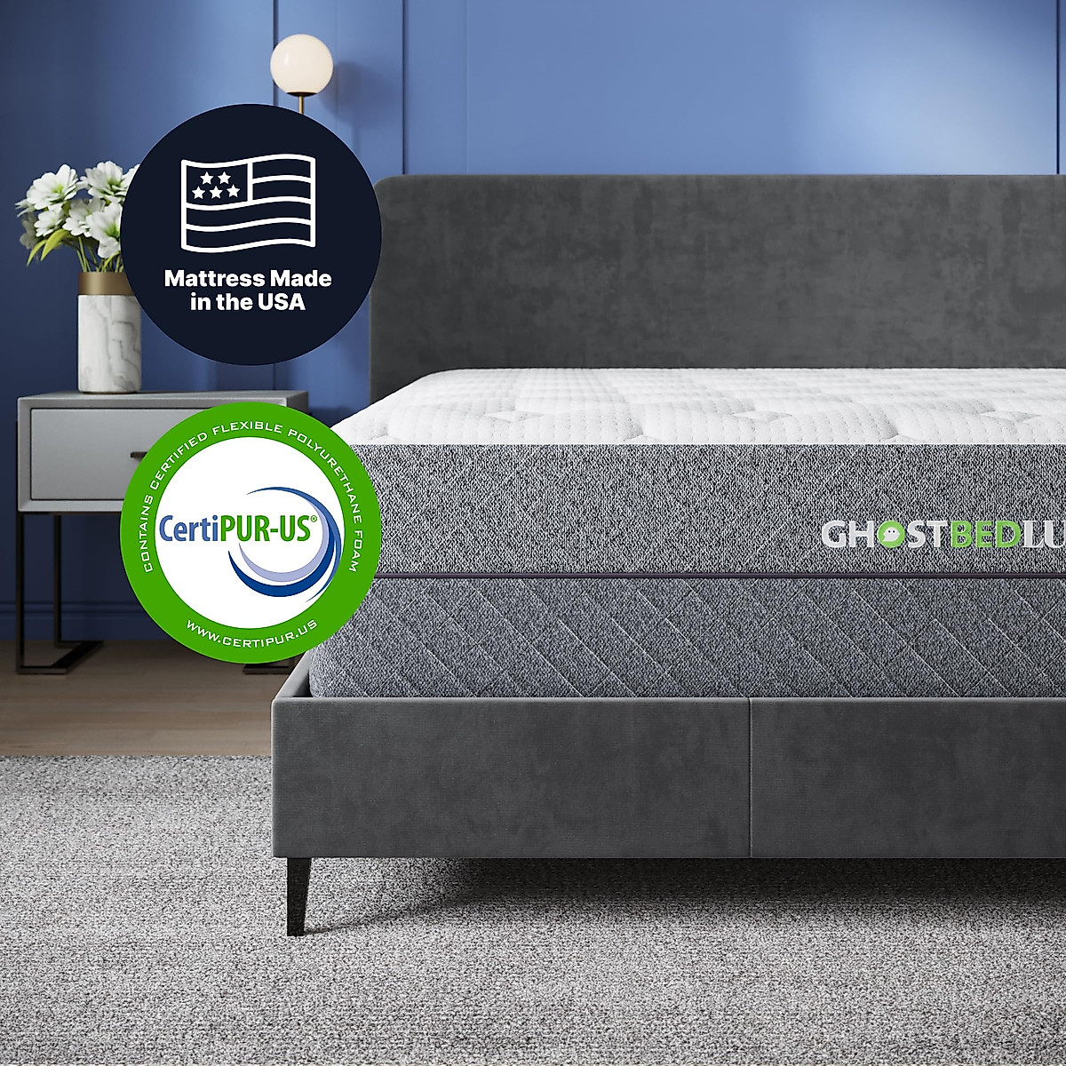 GhostBed Luxe 13 Inch Cool Gel Memory Foam Mattress - Cooling Technology & Comforting Pressure Relief, Full
