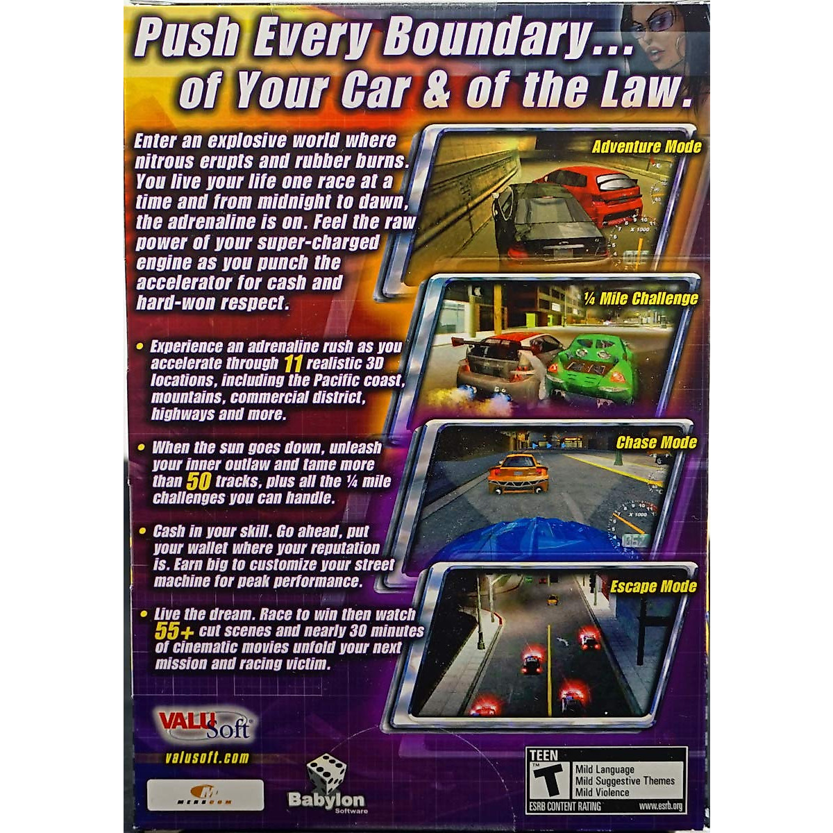 Midnight Outlaw: 6 Hours to Sun Up PC CD Racing Game ~ Enter an explosive world where nitrous erupts and rubber burns