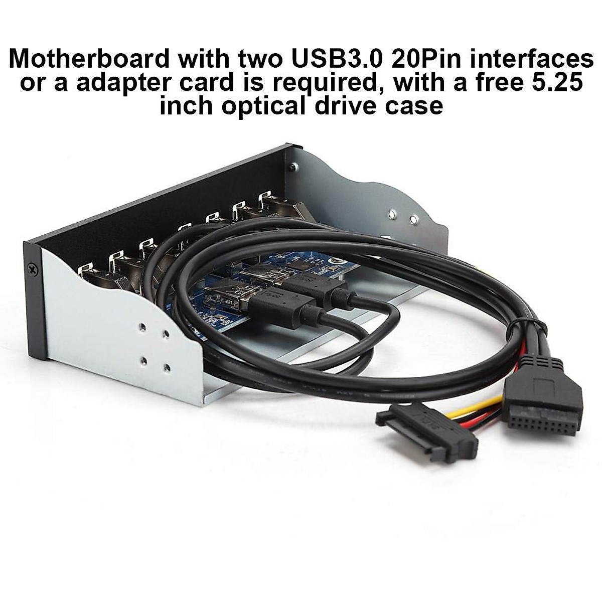 ASHATA USB Front Panel,USB3.0 19PIN 8 Ports Hub Optical Drive Extension Front Panel Adapter for PC Computer