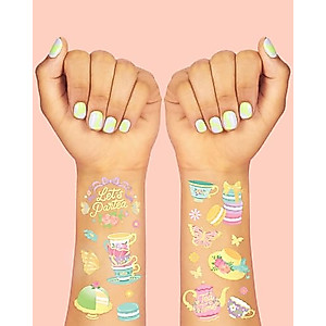 xo, Fetti Tea Party Temporary Tattoos - 48 Glitter Styles | Partea Birthday Party Supplies, Tea Kettle, Cupcakes, Butterfly Arts and Crafts, Easter, Mother's Day