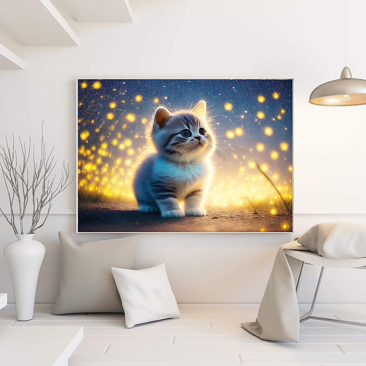 Rheskbecy Cat Diamond Art Painting Kits for Adults Full Drill Gem Painting Kit Round Diamond Dots Painting Gifts for Beginners Home Wall Decor Crafts 12x16in