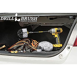 Motorcycle Accessories - Soft White Drill Brush Kit with Extension - Car Wash - Cleaning Supplies - Automotive Tire, Wheel - Boat Seat, Carpet, Interior, Upholstery, Vinyl, Fabric, Leather Cleaner