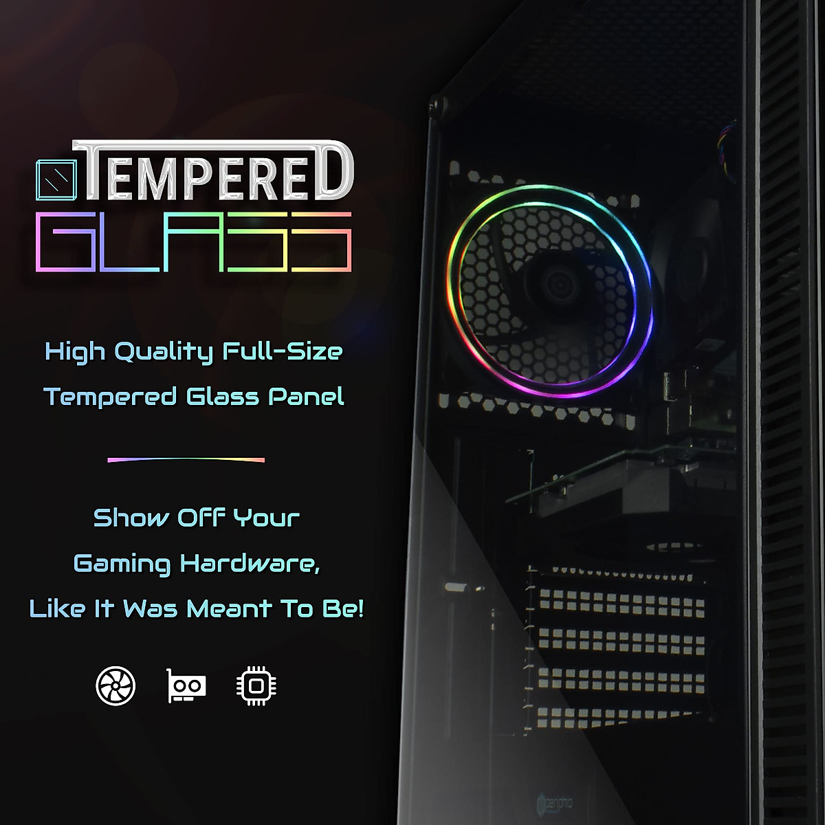 Periphio Ember Gaming Computer, RGB, Intel Quad-Core i5, 16GB RAM, 120GB SSD + 1TB 7200 RPM HDD, Windows 10 Gaming PC, GeForce GTX 1650 4GB Overclocked Graphics Card, HDMI, WiFi, RGB Gaming Bundle
