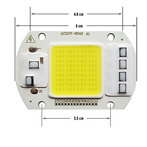 Tesfish 2PCS LED COB Chip 50W 110V White Light Engine Integrated Smart IC Driver for floodlight