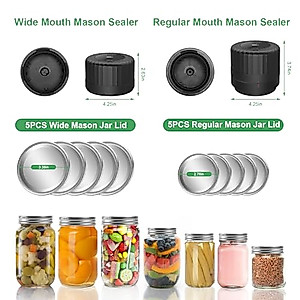 SelePow VP06+ Mason Jar Vacuum Sealer, Electric Vacuum Sealer for Jars with Wide and Regular Mouth Mason Lids, Cordless Handheld Jar Vacuum Sealer for Food Storage, Ideal Present for Mom, Wife, Black