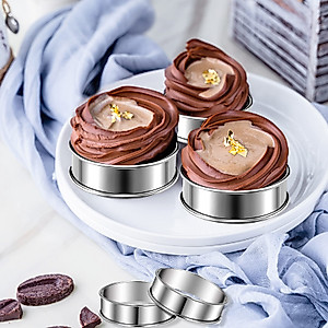 8 Pack English Muffin Rings Crumpet Ring,Double Rolled Stainless Steel Crumpet Rings Non Stick Metal Round Egg Ring Mold or Home Food Making Baking Tool（3.4 Iinch)