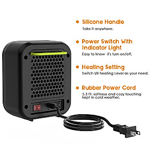 1000W Small Portable PTC Ceramic Heaters for Bedroom, Energy Efficient Electric Heater with Tip-Over and Overheat Protection, Personal Desk Heater for Bathroom Home Dorm Office Indoor Use