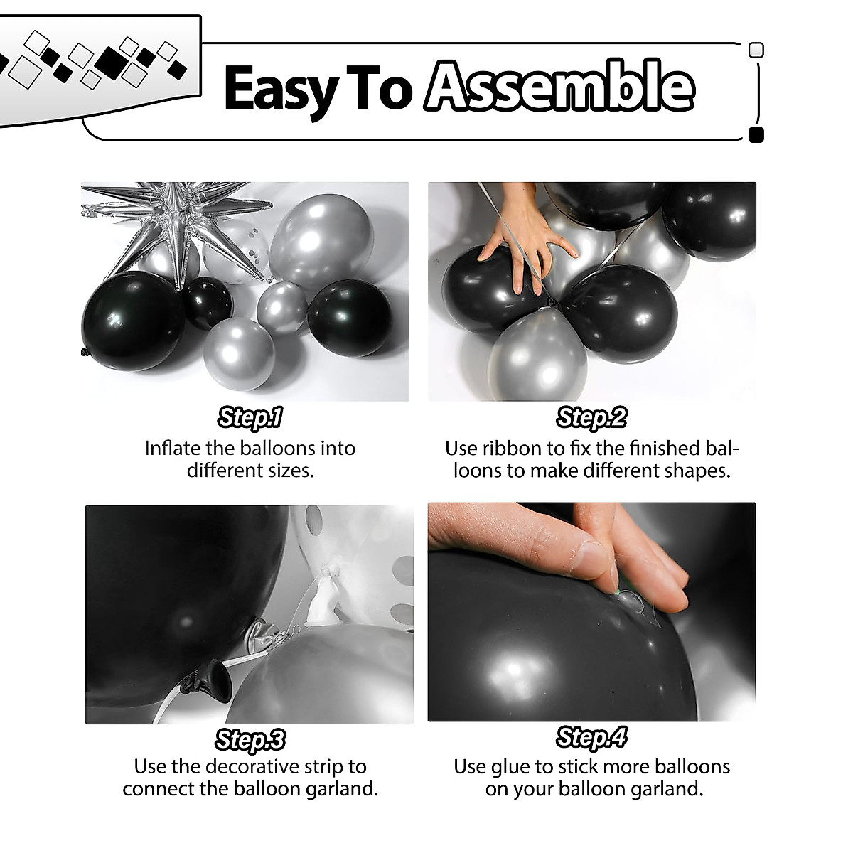 Black and Silver Balloons Garland Arch Kit with Metallic Sliver and Black Balloons for Birthday Wedding Graduation Bridal Shower Anniversary Graduation Party Decorations