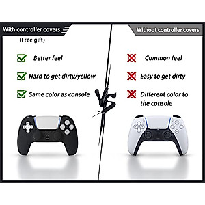 PEYANZ ＰS5 Console Cover Fit for Digital Edition, ABS Shell, Replacement Faceplate, Anti-Scratch Dustproof, with Extra Free Controller Stickers or Covers (Black)