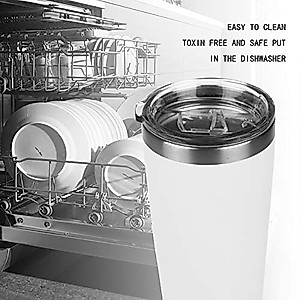 Jay Style Stainless Steel Tumbler - 20 oz Vacuum Insulated Double Wall Travel Mug with Lid,Coffee Cup for Home,Office,Outdoor,Ice Drink(White,2 Pack)