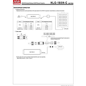 Mean Well HLG-185H-C1400B Power Supply, Single Output, LED, 200 W, 1.5" H x 2.7" W x 9" L