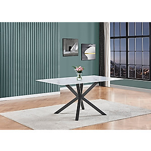 Best Quality Furniture D238-4SC189 Dining Set, White Marble/Gray/Cream