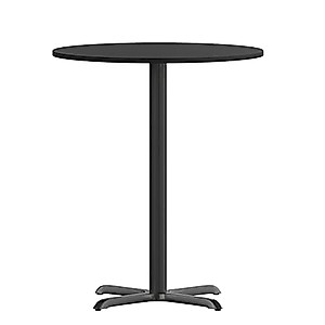 Flash Furniture 30'' Round Black Laminate Table Top with 22'' x 22'' Bar Height Table Base