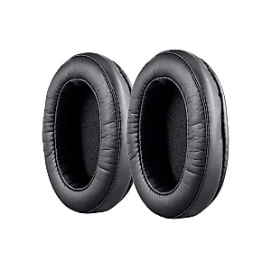 Monoprice Memory Foam Protein Leather Earpads (Pair) - Black, Maximize Comfort for Headphones