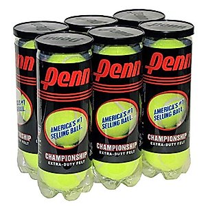 Penn Championship Tennis Balls - Extra Duty Felt Pressurized Tennis Balls - 6 Cans, 18 Balls