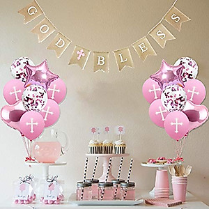 God Bless Banner Baptism, Baptism Decorations Girl, Confirmation Balloons, First Communion Balloons, Cross Balloons for Baptism, Baptism Cross Balloons, Baptism Decorations, Baby Shower