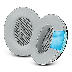 GEVO Cooling Gel Ear Pads Cushions Replacement, Ear Pads for Bose QuietComfort 35 (QC35) and Quiet Comfort 35 II (QC35 II) Over-Ear Headphones & More, Memory Foam & Cooler for Longer (Silver)