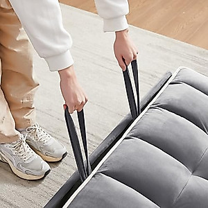 ERYE Modern Convertible Futon Loveseat Sofa with Pull Out Sleeper Couch Bed, Upholstered 2 Seaters Adjustable Backrest Love Seat W/Cupholders,USB Port & Phone Holder for Apartment Office Living Room