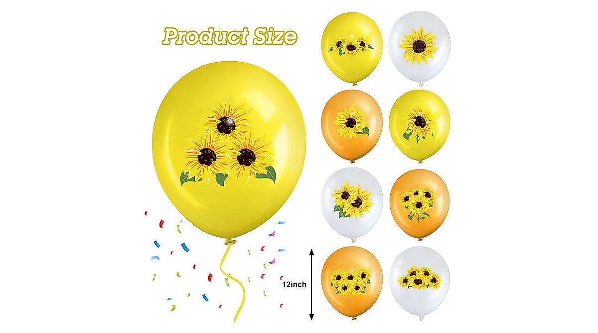 Sunflower Party Decorations – 45 Latex Balloons for Summer Events