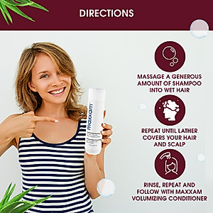 Maxxam Daily Volumizing Shampoo for Hair Growth, Gentle Hair Thickening Shampoo for Color Treated Hair, 10 Fl Oz