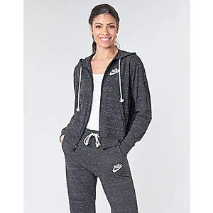 Nike Women's Sportswear Gym Vintage Full-Zip Hoodie , Black/(Sail), Medium