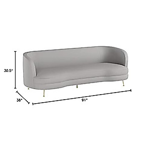 TOV Furniture Flare Modern Glam Curved Living Room Sofa, 91", Cream