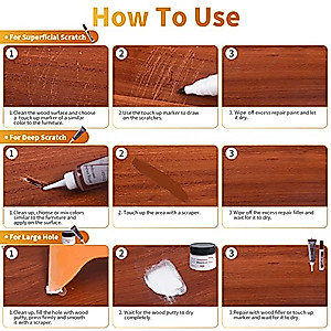 Wood Furniture Repair Kit - Set of 39 - Hardwood Floor Repair Kit Wood Filler, Furniture Repair Kit Wood Markers Touch Up for Scratch Stain Hole, Restore Any Wood, Laminate, Wooden Door, Desk, Cabinet