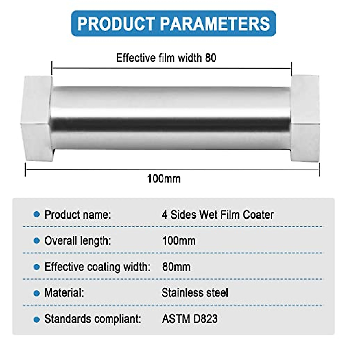 MXBAOHENG Wet-Film Coater Wet Film Coating Device Film applicators 4 Sides can be Used Effective Coating Width: 80mm (NO1)
