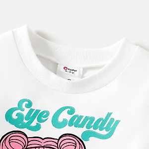 L.O.L. Surprise! Girls Clothes Dolls Print Long Sleeve Sweatshirt and Plaid Skirt Set White Clothing Set Outfits for Birthday Party Size 7-8 Years