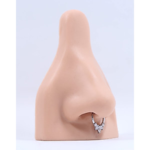 FANSING Surgical Steel Septum Jewelry 16g Septum Rings for Women Prong Set CZ Teardrop Septum Clicker Silver Septum Ring 16 Gauge 8mm Daith Piercing Jewelry Triangle Septum Ring