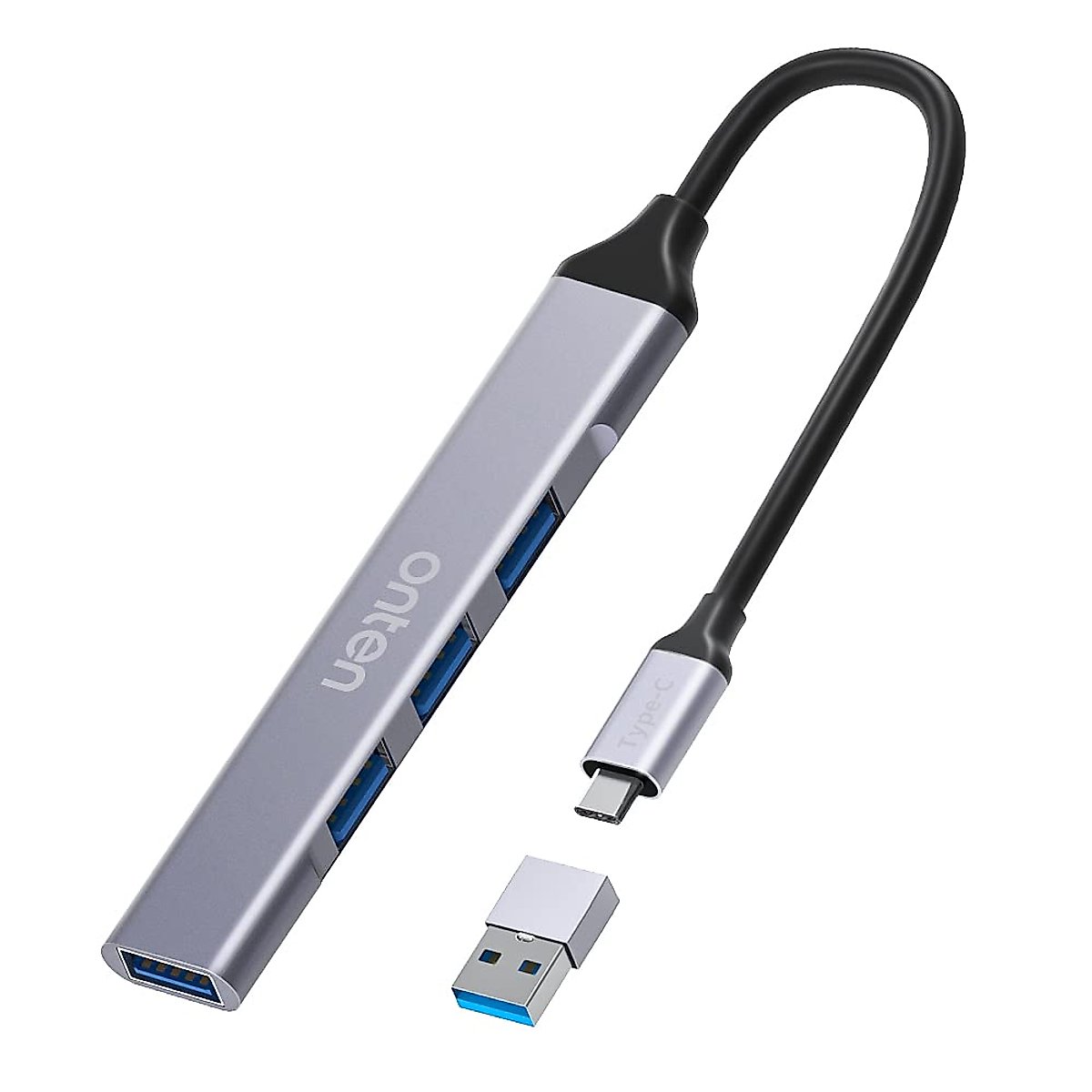 Onten USB C Hub,USB Hub. 4 Port USB C and USB to USB 3.0&USB 2.0 Adapter.USB C Splitter for MacBook Pro 2020/2019, iMac 2021, USB Splitter Aluminum Alloy, Color Gray