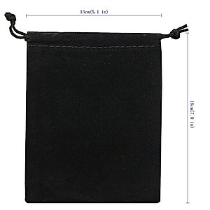Ankirol 50pcs Velvet Drawstring Bags Jewelry Bags Pouches (Black, 5" X 7")