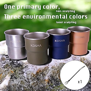 KOSHA 4 Pack Stainless Steel Cups 11 oz Pint Cup Tumbler Metal Cups for Drinking Shatterproof Cup Tumblers Unbreakable Metal Drinking Glasses for Home Travel Outdoor Camping