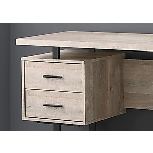 Monarch Specialties Computer Desk with Drawers - Contemporary Style - Home & Office Computer Desk with Metal Legs - 60"L (Taupe Reclaimed Wood Look)