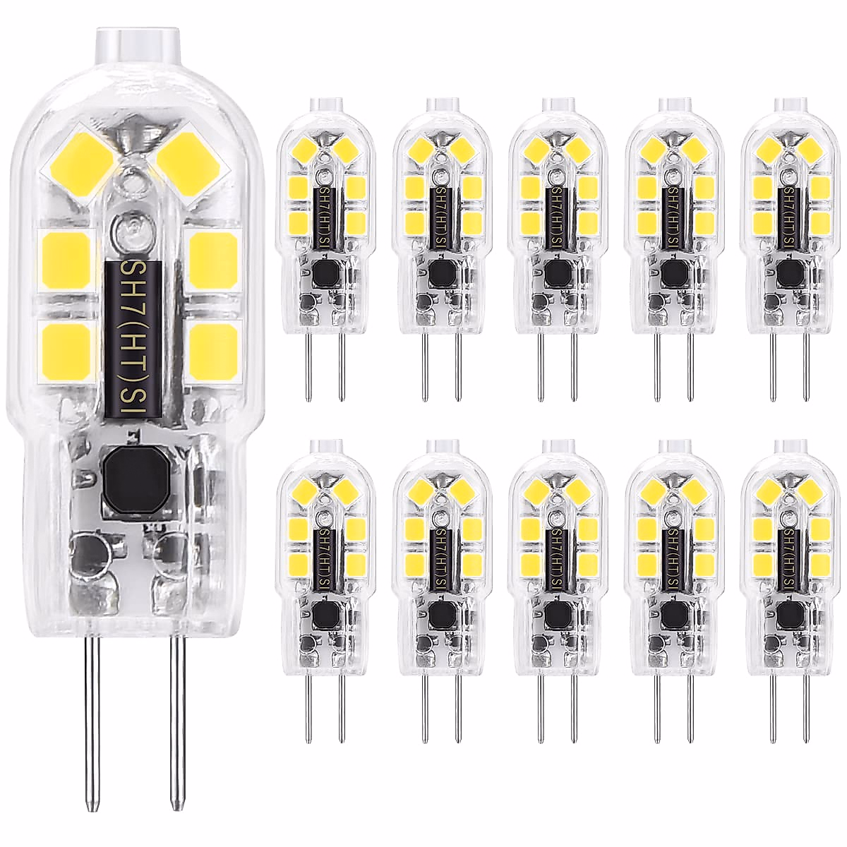 G4 LED Bulb 12V, HengBo Daylight White 6000K G4 JC Bi Pin Base 20 Watt Halogen Bulb Replacement Light Bulb for Under Cabinet, Range Hood, Stove Light (Pack of 10)