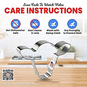 Steer Head Cookie Cutter – Made in the USA – Foose Cookie Cutters Tin Plated Steel – Steer Head Cookie Mold (5.25 Inch)