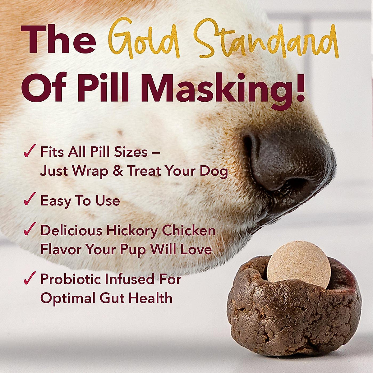 iHeartDogs Probiotic Pill Paste Wrap for Dogs – 4 oz Chicken & Bacon Flavored Pill Masker for Picky Dogs - Hide Medication in This Tasty Hide-A-Pill Dough