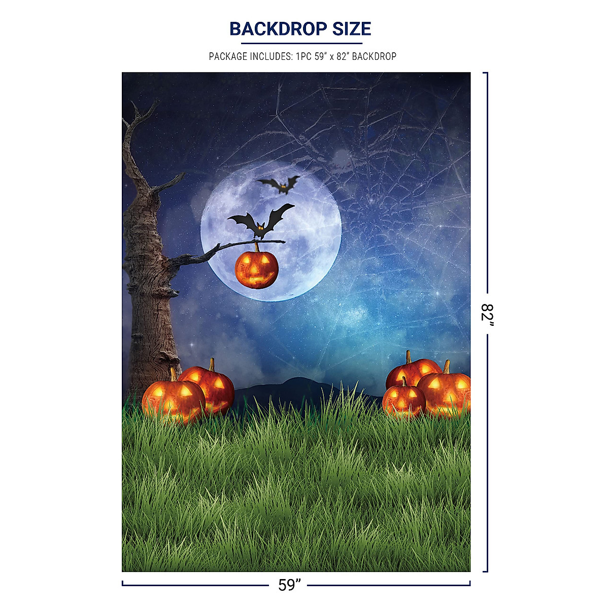 Allenjoy 5x7ft Vinyl Night Halloween Themed Backdrop for Photography Fall Pumpkin Green Grass Children Newborn Portrait Background Party Birthday Banner Baby Shower Decorations Decor Photo Booth