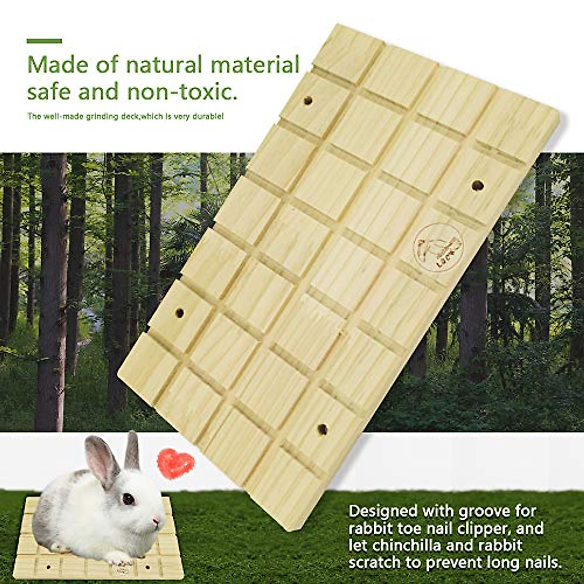 Bunny Wooden Mat Scratch Board Foot Pad,Rabbit Digging Platform Toys,Claws Scratching Board for Guinea Pig,Rabbits,Rat and Other Small Animals