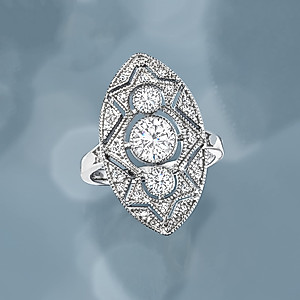 Ross-Simons 1.30 ct. t.w. CZ Trio Ring in Sterling Silver. Size 7