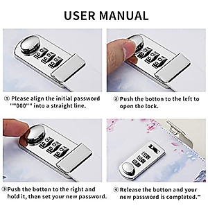 ZXHQ Diary with Lock for Women & Men, Secret Diary for Girls, Journal with Combination Lock Faux Leather Writing Travel Diary Password A5 Pink