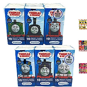 SmartCare Thomas & Friends Facial Pocket Tissue in Portable Travel Pocket Bag Value Set, Pack of 12 - for Kids Girls Boys Teens Women Mens