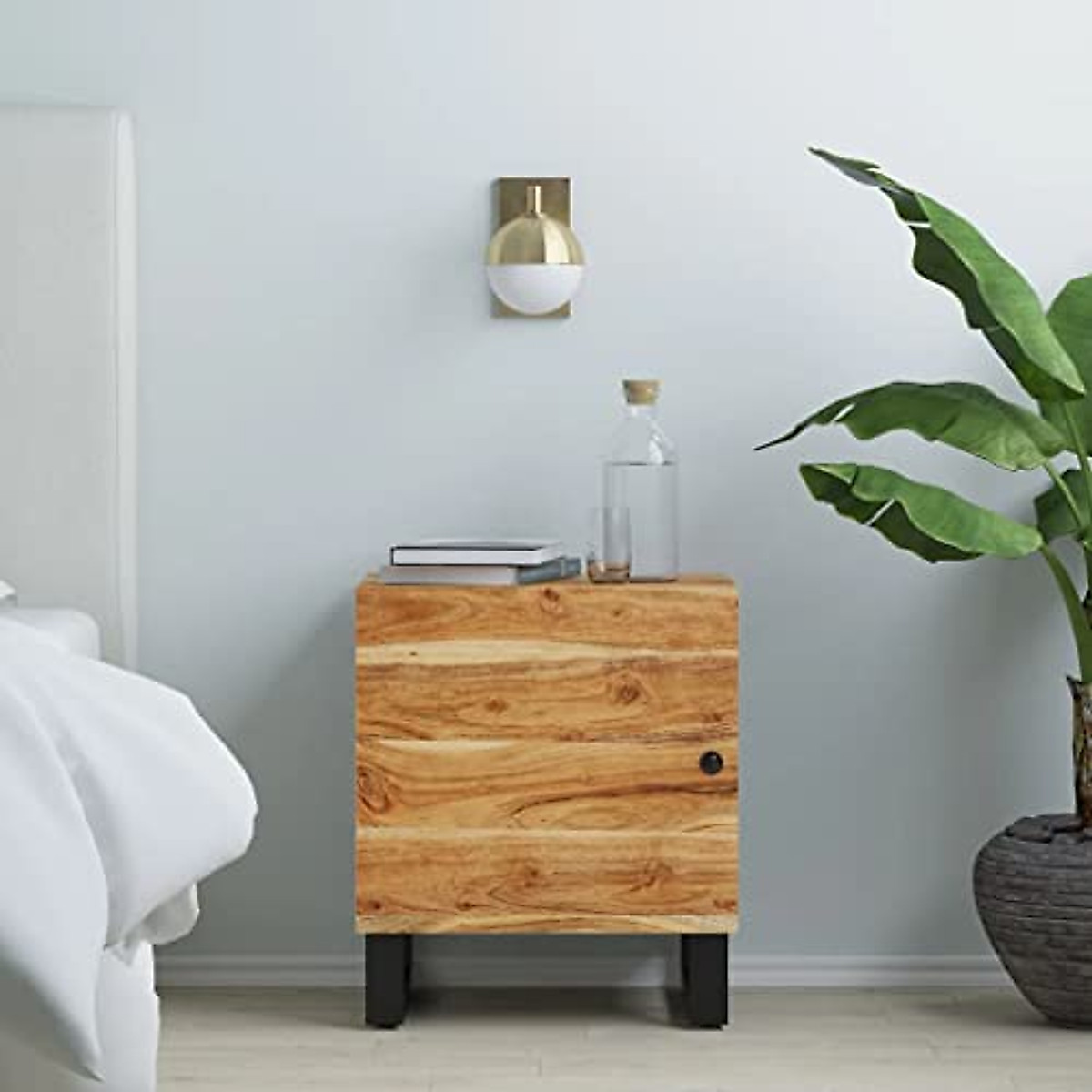 YAFF Bedside Cabinet 15.7"x13"x18.1" Solid Wood Acacia-5210